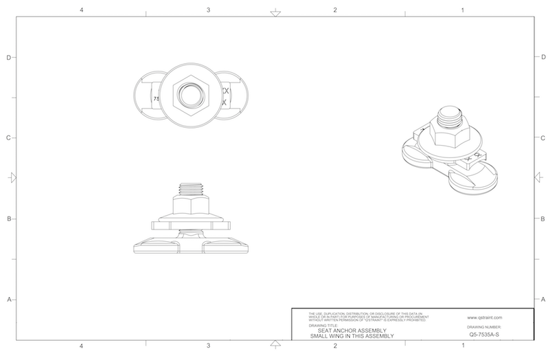 Q'Straint Seat Stud fitting for L-Track Q5-7535A-S WheelchairStrap.com ...